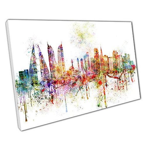 Vibrant Manama Bahrain Skyline Canvas Art Print - Modern City Landmark ...