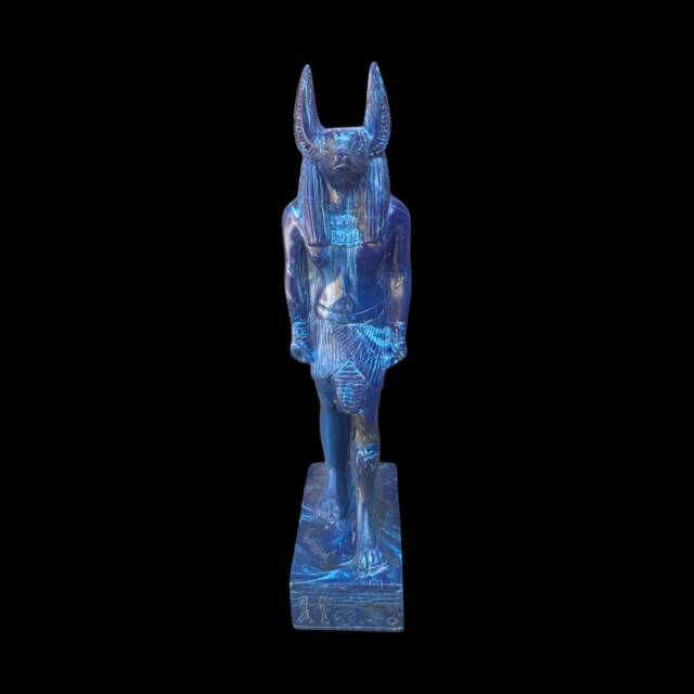 statue Of Anubis With A Ram's Head, Unique Color, Wonderful Blue Marble ...