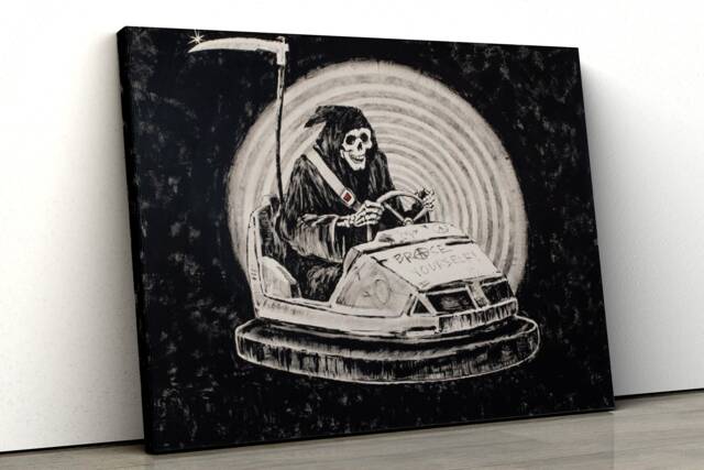 Banksy Brace Yourself Grim Reaper On Bumper Car Canvas Famous Wall Art ...