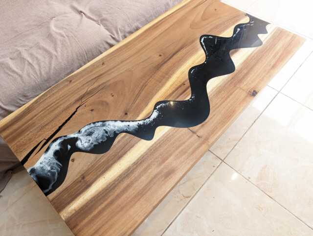4Ftx2Ft Resin Dining Table, Epoxy Walnut Slab River, Beach, Tables For ...