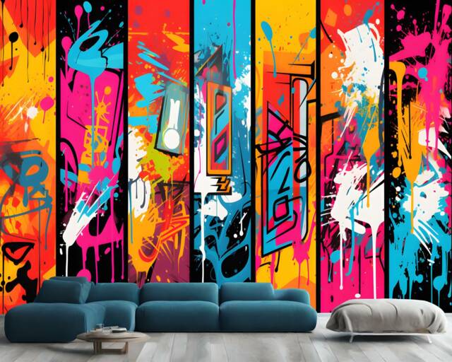 Colorful Graffiti Paint Splatter Fragments Ai Gift Art Print Photomural ...