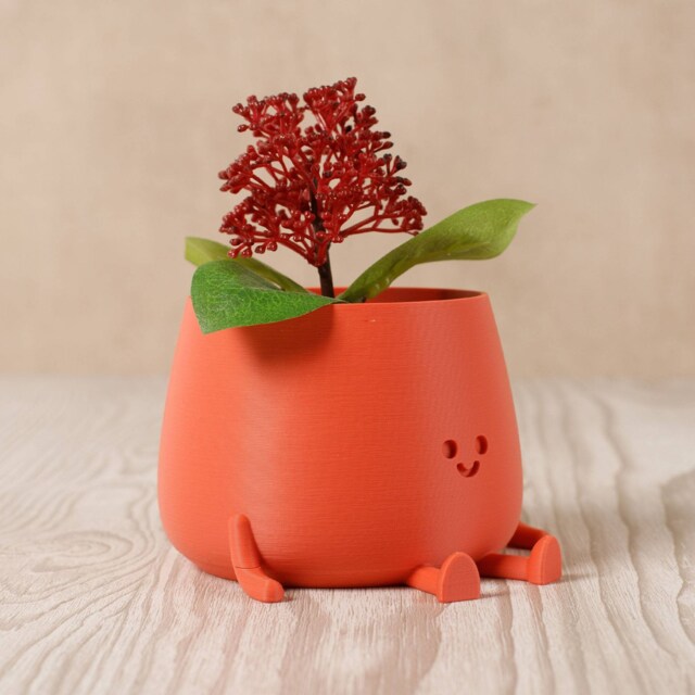3D Printed Happy Face Planter, Eco-Friendly Bio-Based Material, Cute ...