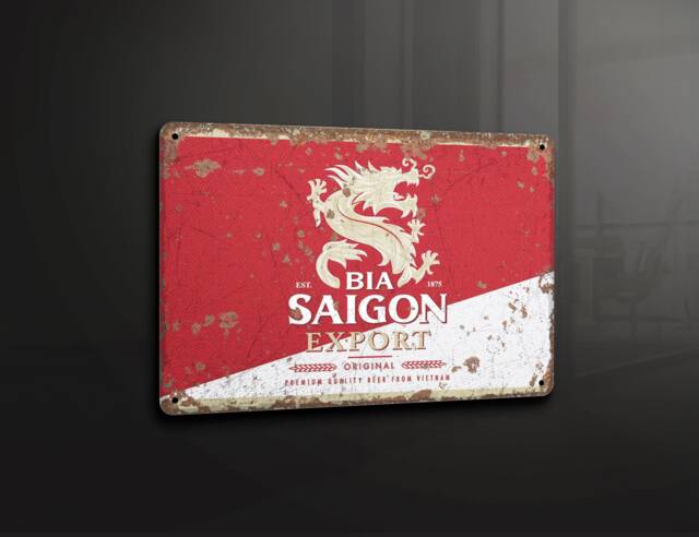 Bia Saigon Export Pub Beer Bar Vietnam - Metal Sign Plaque Wall Art ...
