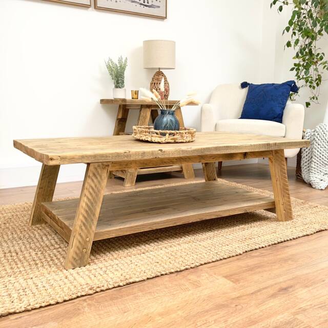 Solid Wood Rustic Reclaimed Yarmouth Coffee Table, Handmade Custom Furniture, Farmhouse Table by ...
