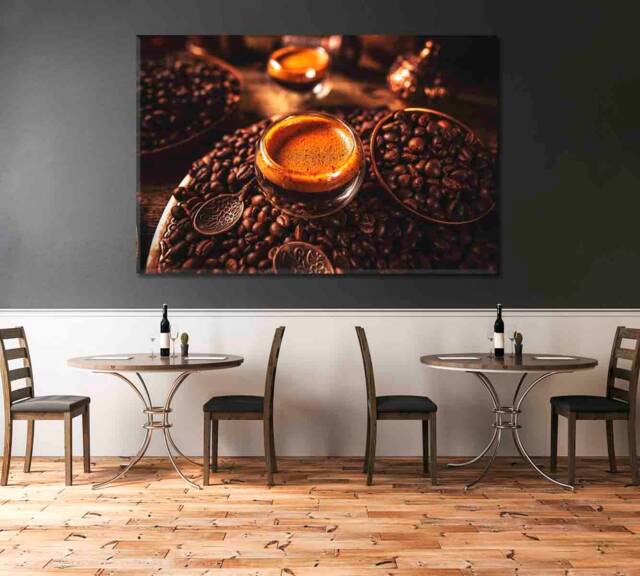 Fresh Coffee Wall Decor Beans Canvas Print Hot Kitchen ??offee Art For ...