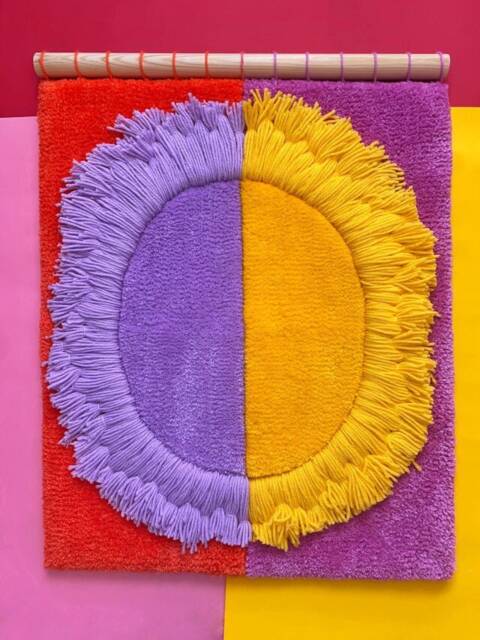 Geometric Sun, Wool Wall Tapestry With Tufting & Punch Needle Technique ...