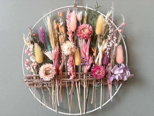 Handmade Colorful Pastel Dried Flower Hoop - Boho Wall Hanging For ...