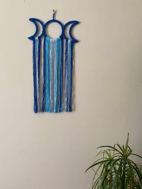 Blue Triple Moon Wall Hanging Wiccan Decor, Phase Art by Etsy ...