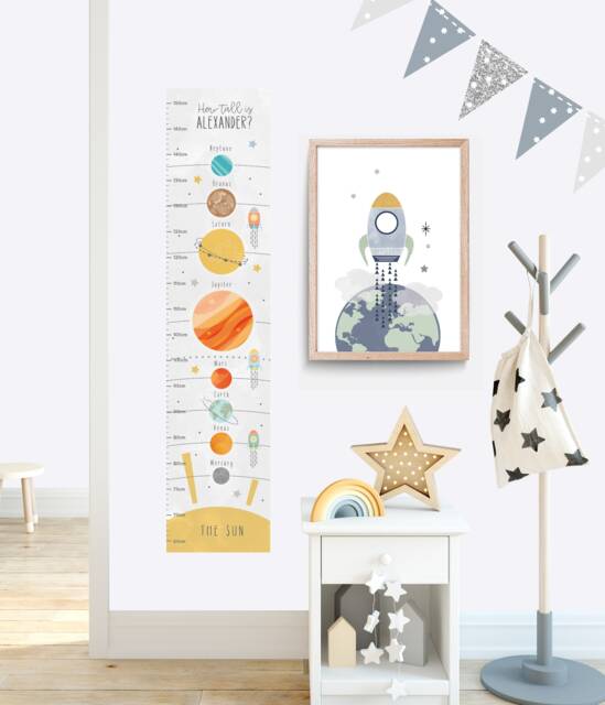 Solar System Height Chart Wall Decal Nursery Space Art by Etsy ...