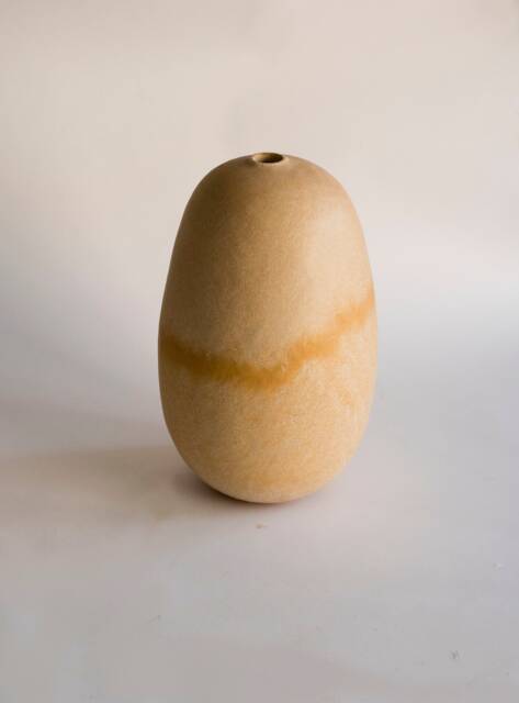 Handmade Beige Ceramic Vase, Minimalist Large Stoneware Oval Vase For ...