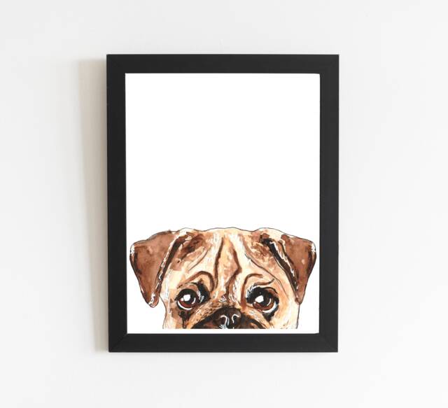 Pug Watercolor Print Peek A Boo Dog Art, Gift For Lover by Etsy ...
