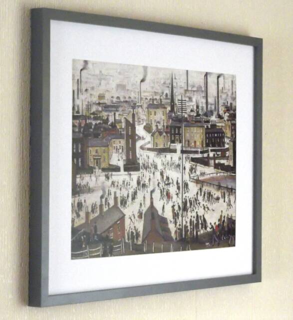 L S Lowry Art Print - A Lancashire Town Satin Grey Frame With White ...