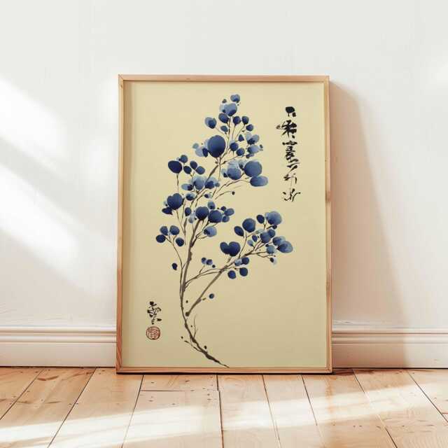 Japanese Floral Print, East Asia Poster, Minimalist Style Botanical Art ...