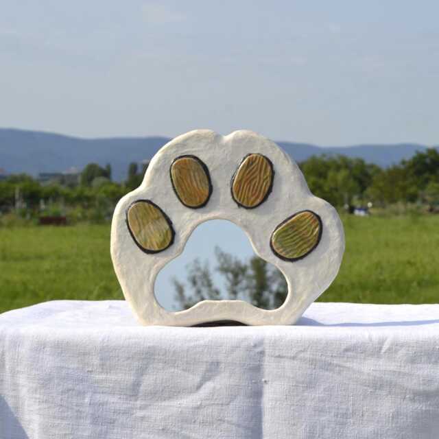 White Cat Paw, Decorative Wall Mirror Cats Paw Shaped, Mirror, Cat ...