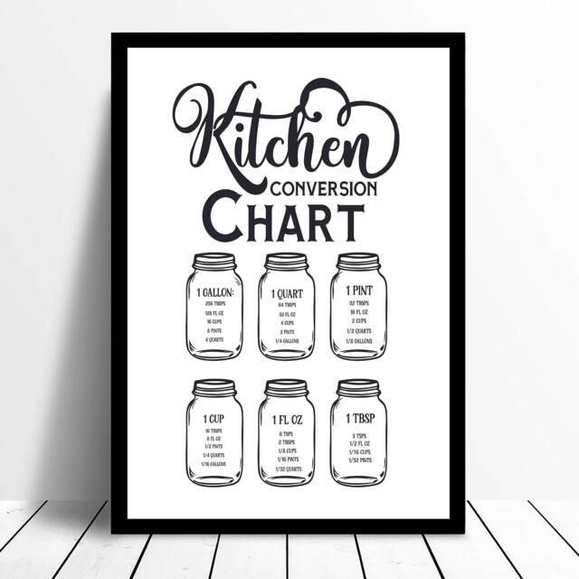 Kitchen Conversion Chart Poster Prints Minimalist Wall Pictures A2 A3 ...