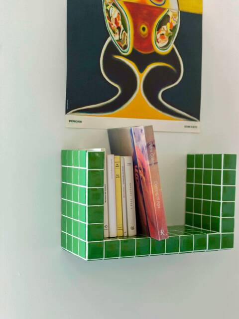 Tile Shelf Bookcase - Handmade Wall Modern Mosaic Display Customizable ...
