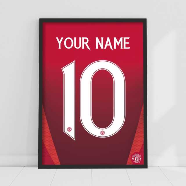Manchester United Fc Print - 24/25 Personalised Shirt Pattern Poster ...
