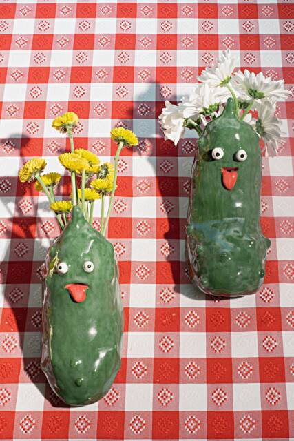 Made To Order Handmade Ceramic Pickle Glazed Vase Googly Eyes Tongue ...