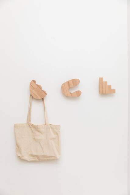 Set Of 3 Hooks With Abstract Shapes - Beech Wood Or Black Valchromat by ...