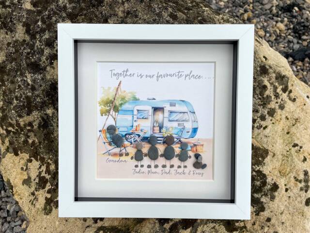 Personalised Family Pebble Art Caravan Camping Holiday Frame ...