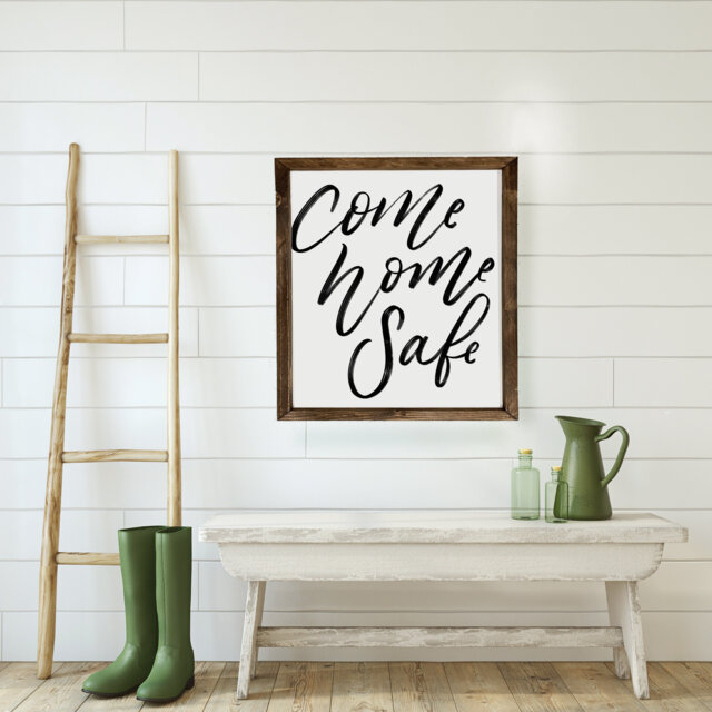 Come Home Safe Wood Framed Sign - Entryway Farmhouse Wall Decor Signs ...