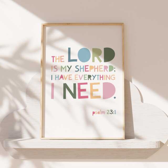 The Lord Is My Shepherd Print, Christian Wall Art, Rainbow Girls ...