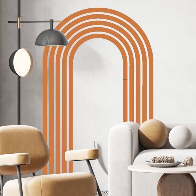 Modern Arch Wall Decal Abstract Shape & Line Art Sticker, Mid Century ...