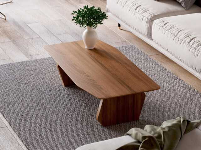 Unique Coffee Table - Modern Wooden Coffee Table Asymmetrical Shape ...