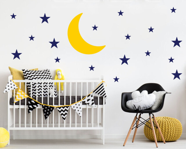 Moon & Stars Nursery Wall Decals Vinyl Stickers by Etsy | uFurnish.com