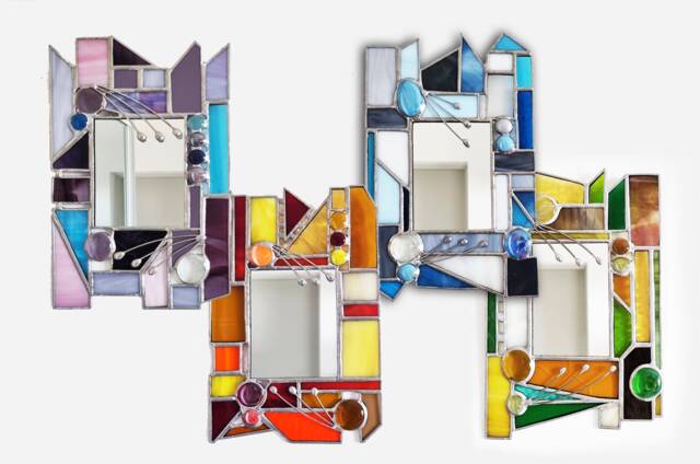 Art Deco Abstract Wall Mirror, Stained Glass Makeup Mirror by Etsy ...