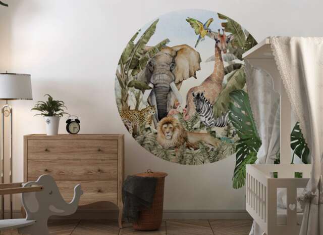 Jungle Animals Round Wall Sticker Baby Nursery Decor by Etsy | uFurnish.com