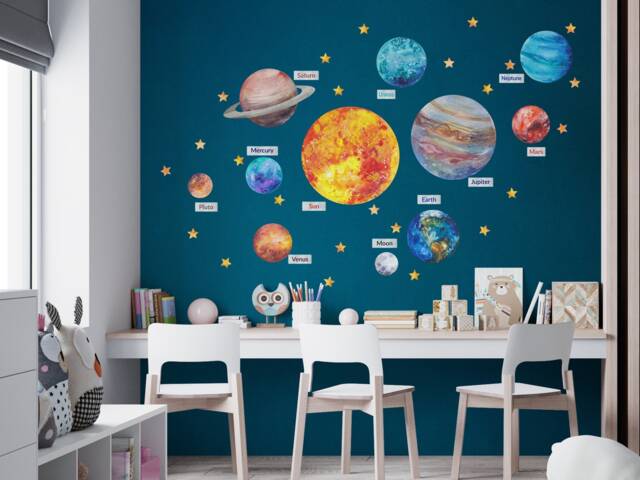 Wall Sticker Solar System Set Wall Stickers For Children's Rooms Space ...
