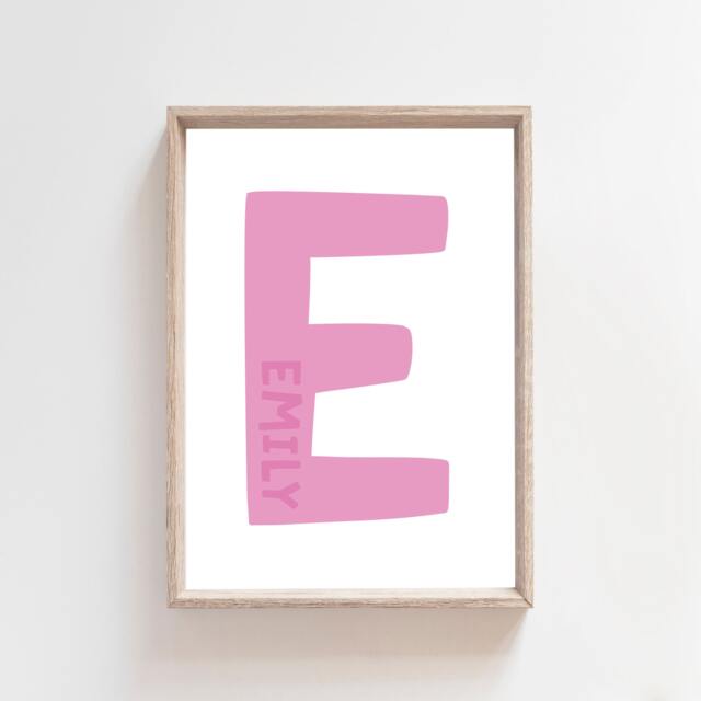 Personalised Pink Initial Print, Girls Nursery Prints, Name Kids Wall ...