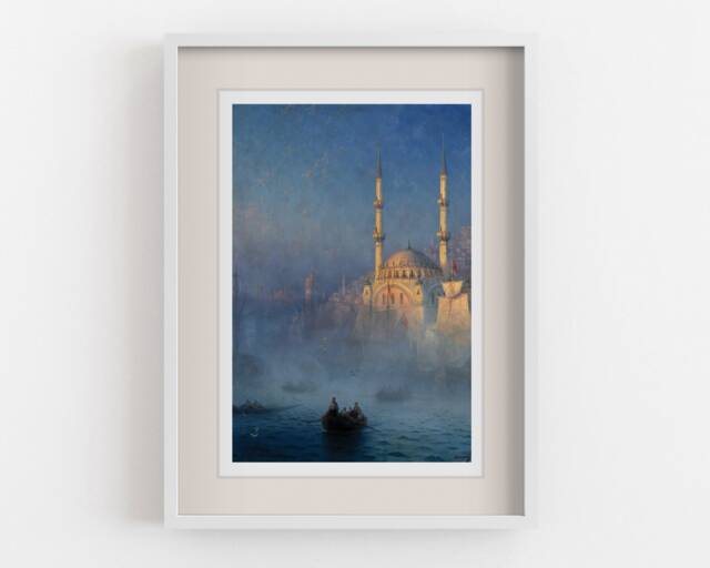 Constantinople By Ivan Aivazovsky 1856, Poster With Frame, Blue in ...