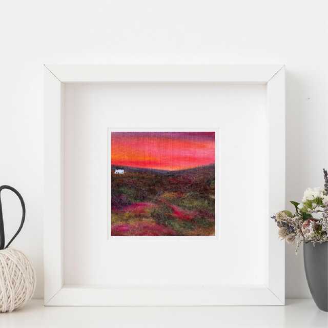 Textile Sunset Landscape Art Handmade Cottagecore Decor by Etsy ...