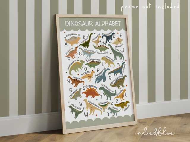Dinosaur Alphabet Print, Animal Poster, Educational Scandi Nursery ...