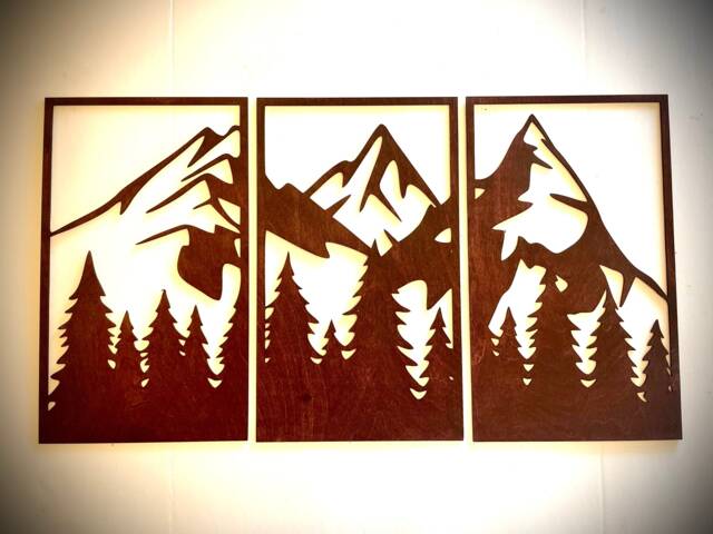 Pine Tree Forest Mountains Wall Art, 3 Panel Available in Multiple ...
