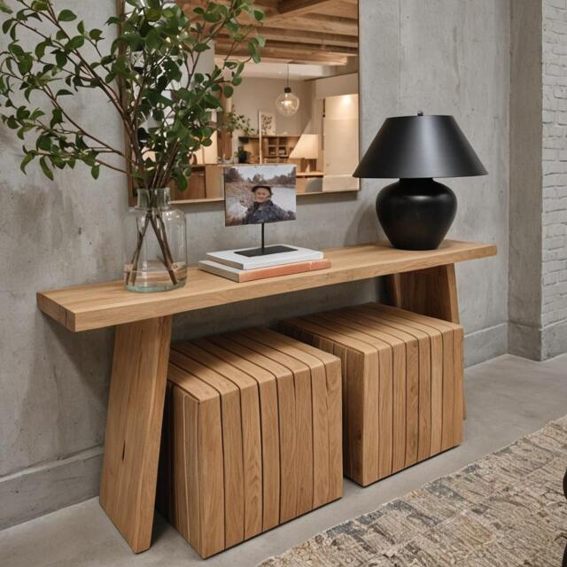 Entryway Wood Table, Console Front Entrance Counter Long Bar Height ...