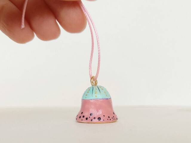 Handmade Polymer Clay Christmas Bell Ornament, Miniature Xmas Decor by ...