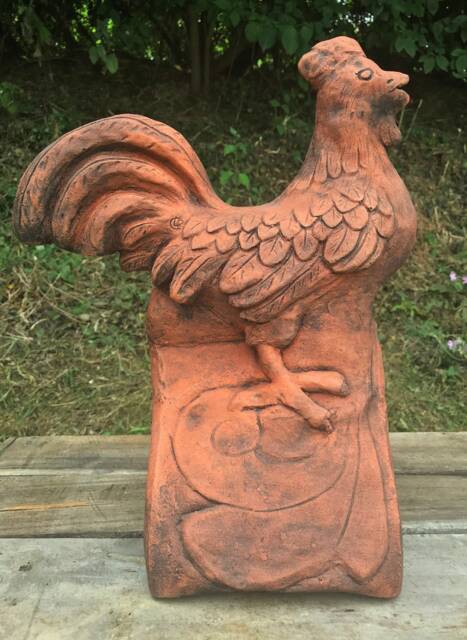 Cockerel Chicken Half Round Roof Finial Decorative Stone Ridge Tile by Etsy | ufurnish.com