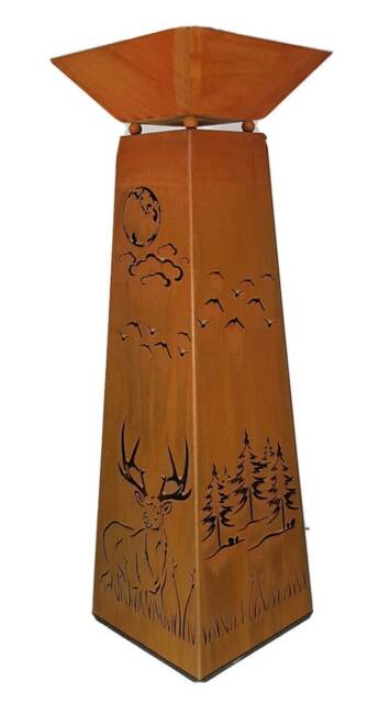 Decorative Column Deer Rust Height 112 cm Garden Including Plant Bowl ...