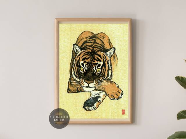 Tiger By Yoshida Toshi Ukiyo-E Japanese Wall Art Print Woodblock Restored by Etsy | ufurnish.com