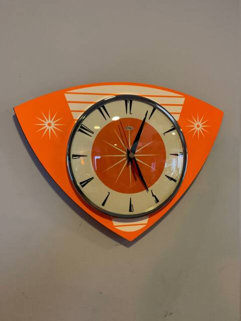 Colour Etched Trianguloid Lucite Formica Caravan Wall Clock From Royale ...