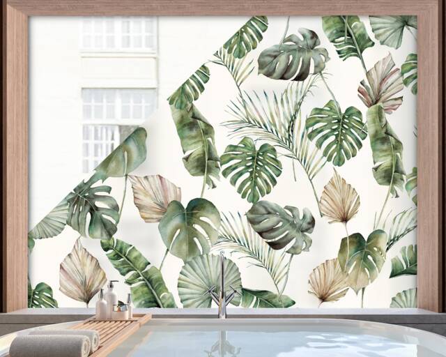 Dizzy Duck Tropical Window Film - Jungle Leaf Patterned Privacy Frosted ...