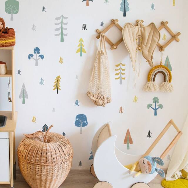 Cartoon Forest Wall Decals For Kids Room, Scandi Art, Nursery Stickers ...