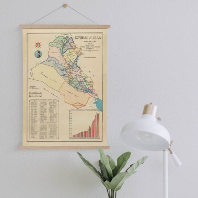 Iraq Map From 1959 Framed Canvas Print- Wall Art Prints- Art- Ready To ...
