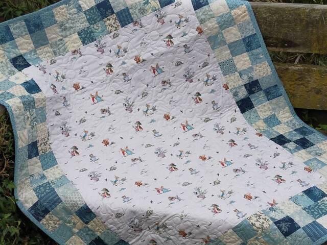 Peter Rabbit Baby Quilt in Blue, Beatrix Potter Nursery, Boy Quilt ...