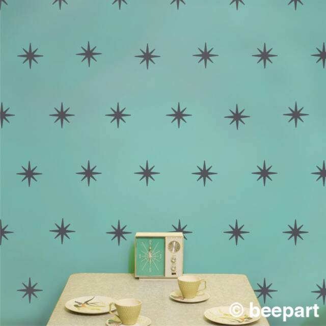 Starburst Mid Century Wall Decal Set Star Pattern Design Vinyl Decals ...