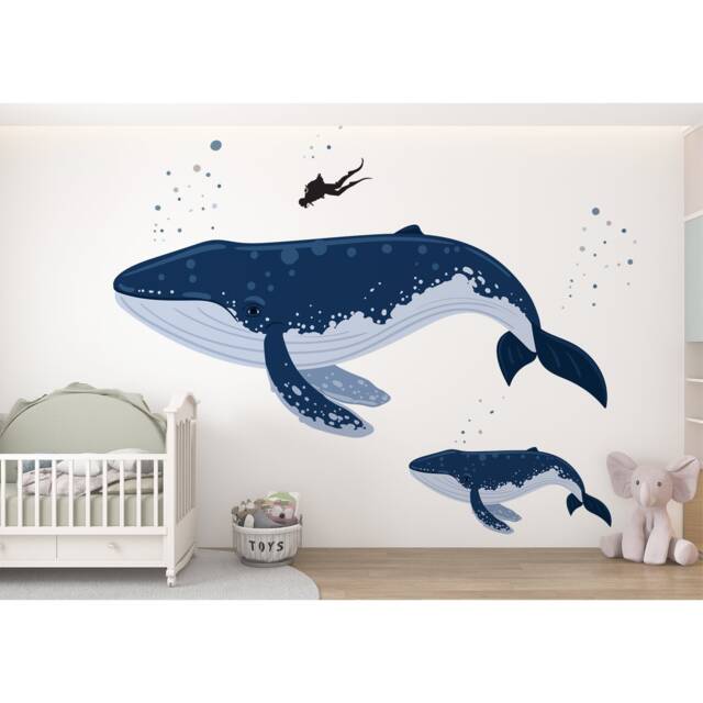 Watercolor Whale Wall Decal Removable Nursery Decor by Etsy | ufurnish.com