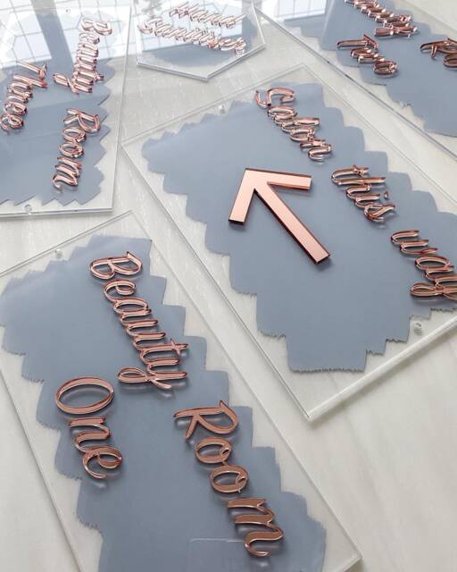 Custom Acrylic Salon Sign 3D Mirrored Lettering, Door & Directional ...